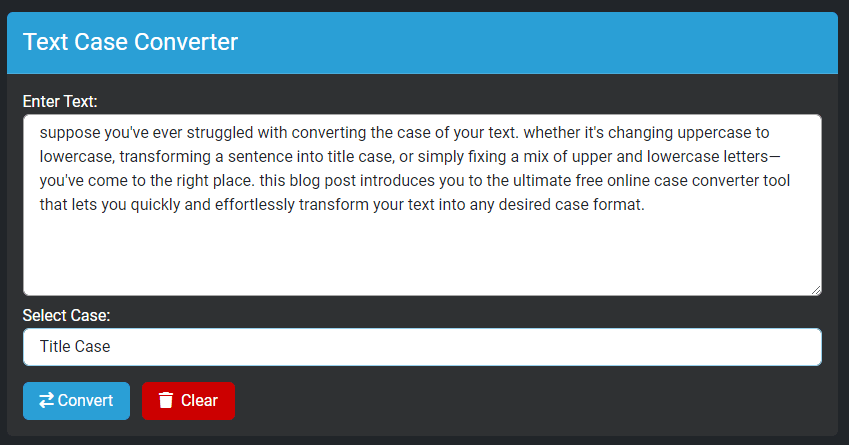 Free Text Case Converter Online Tool - Convert Uppercase to Lowercase
